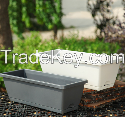 Gardening rectangular flower pot plastic large planting pot box wavy ...