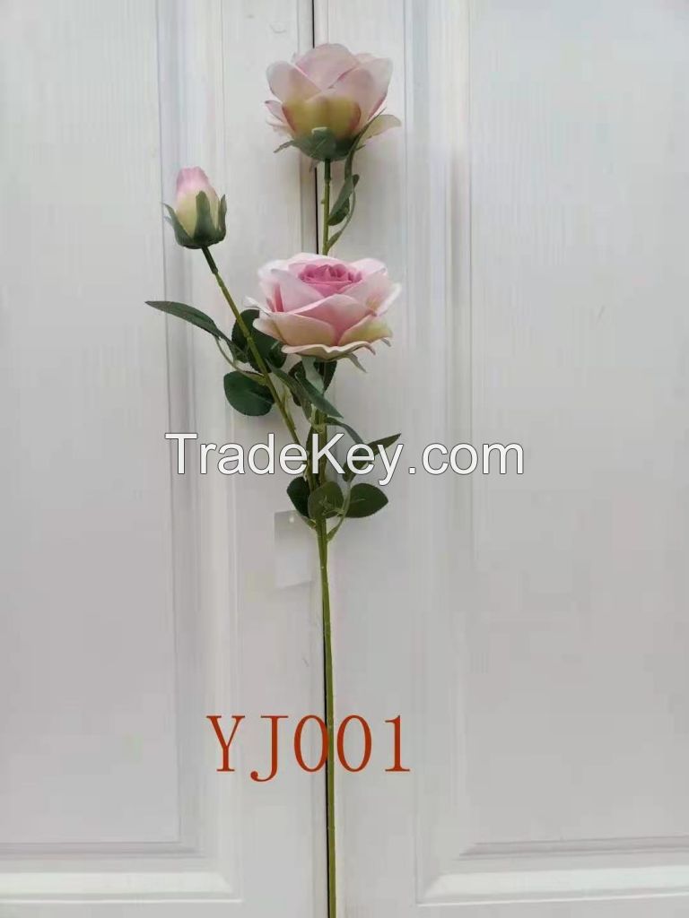 three head rose By Xuzhou Lisheng Artificial Flowers & Crafts Co., Ltd.
